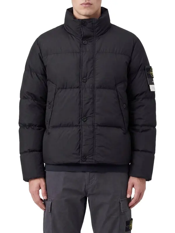 Stone Island Short Quilted Water-repellent Nylon Down Jacket - Black