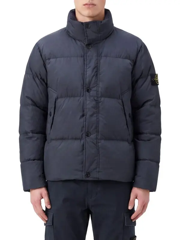 Stone Island Short Quilted Water-repellent Nylon Down Jacket - Navy