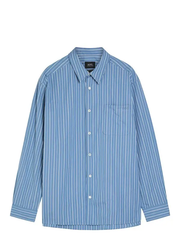 A.p.c. Striped Cotton-poplin Shirt - Light Blue