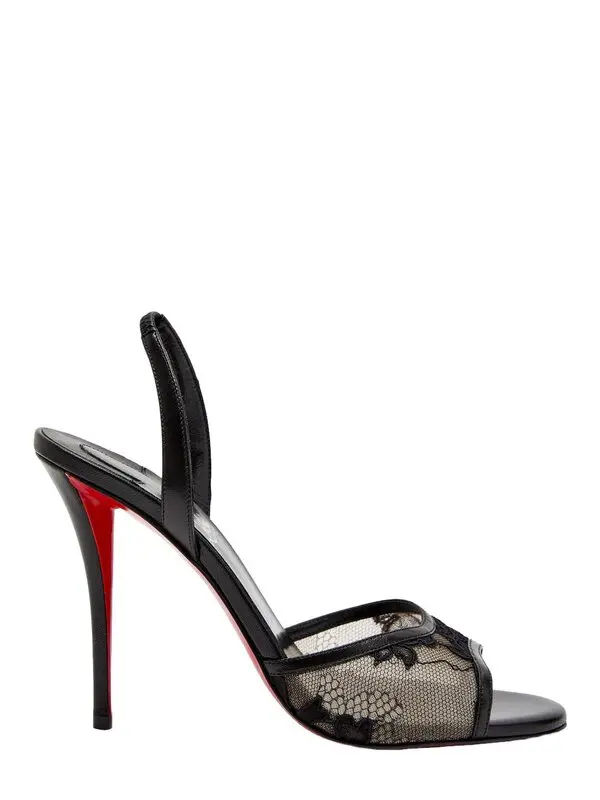 CHRISTIAN LOUBOUTIN Miss Z 100 Lace And Leather Slingback Sandals - Black