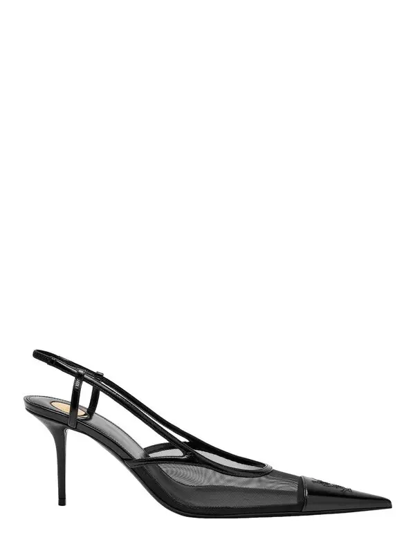 Saint Laurent Slingback Leather Pumps - Black