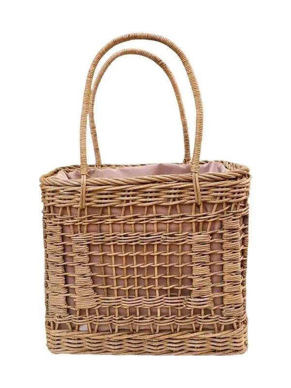 OHSUN Neutrals Mirren Wicker & Glass Bead Bucket Chocolate - Brown