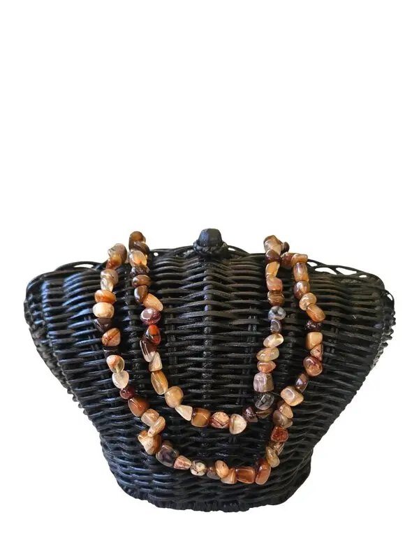 OHSUN Nori Wicker & Glass Bead Bag - Black