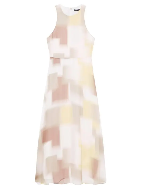 Armani Exchange Midi Dress With Abstract Print - Beige