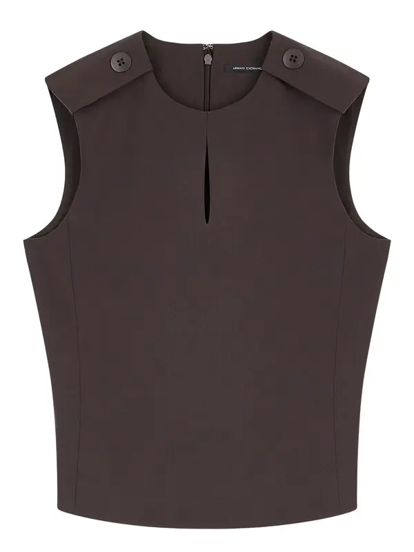 Armani Exchange Recycled Crepe Regular Fit Top - Brown