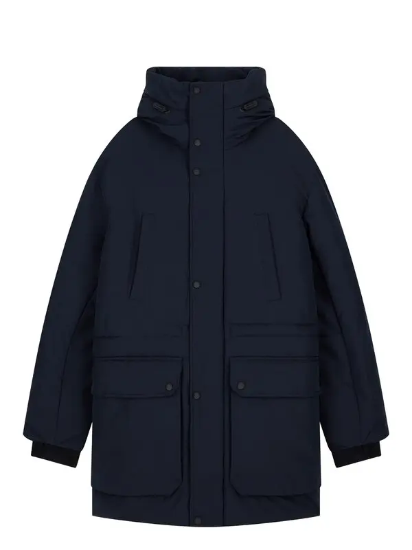 Armani Exchange Padded Trench Coat With Rib Details - Navy Blue