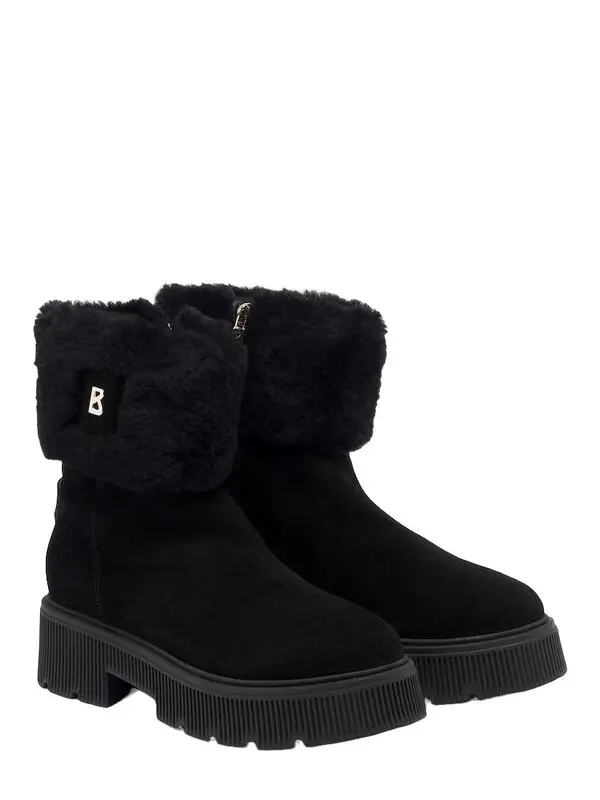 Bogner Turin Suede Shearling Trimmed Boots - Black