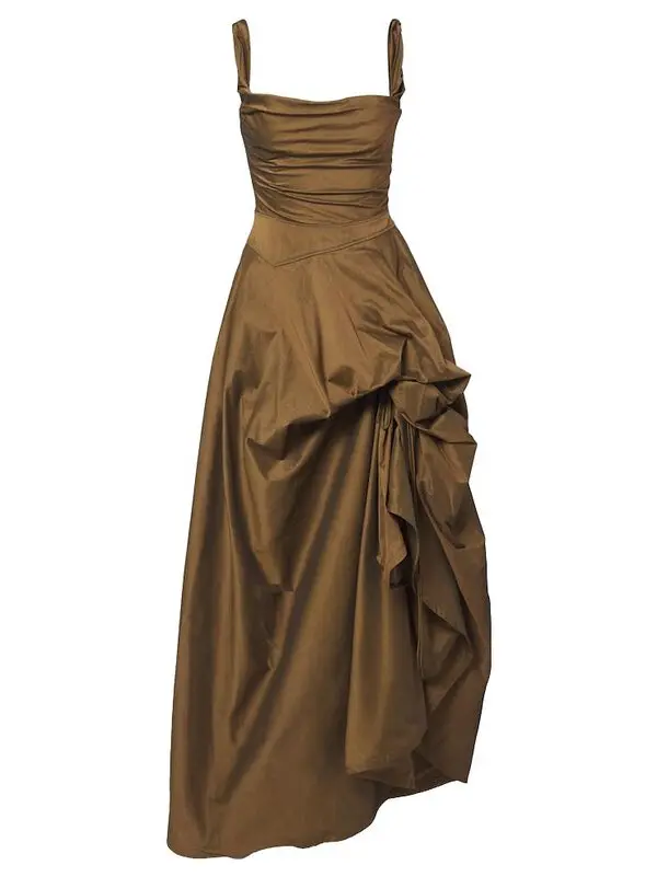 VIVIENNE WESTWOOD Chichi Draped Cotton-blend Bustier Dress - Brown