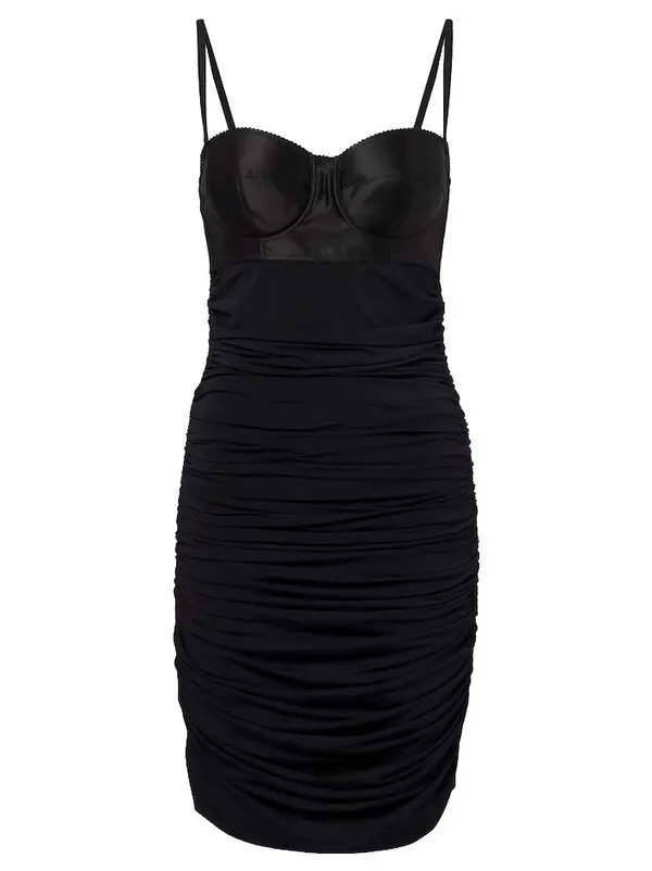 Dolce & Gabbana Ruched Satin Minidress - Black