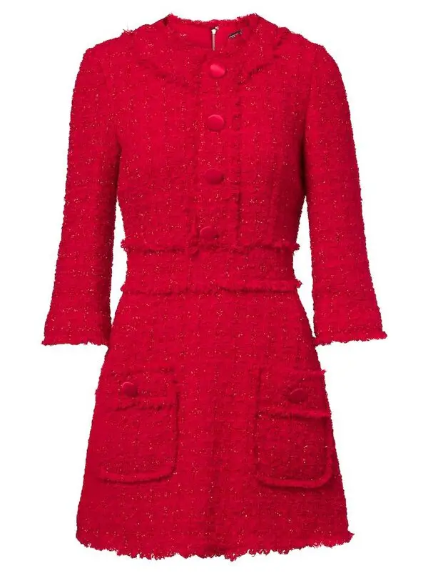 Dolce & Gabbana Cotton-blend Boucle Minidress - Red