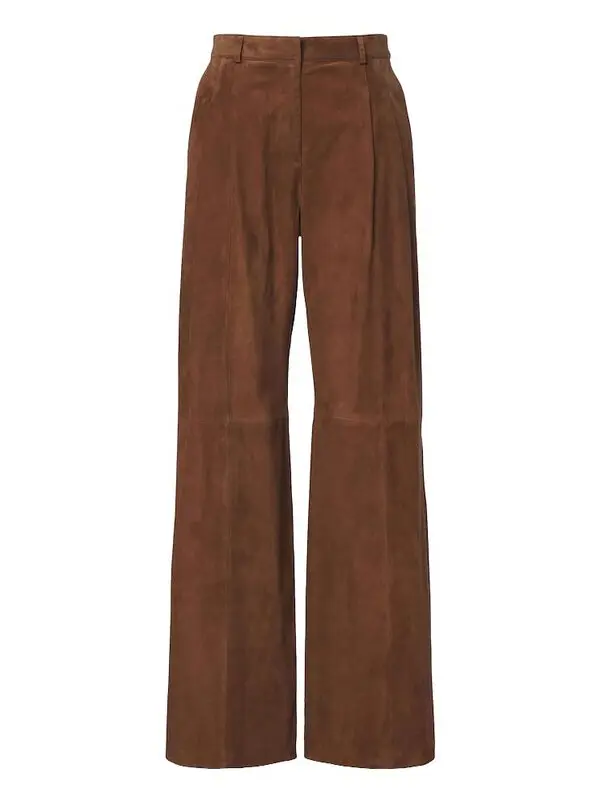 ARMA Dena Pleated Suede Wide-leg Pants - Brown