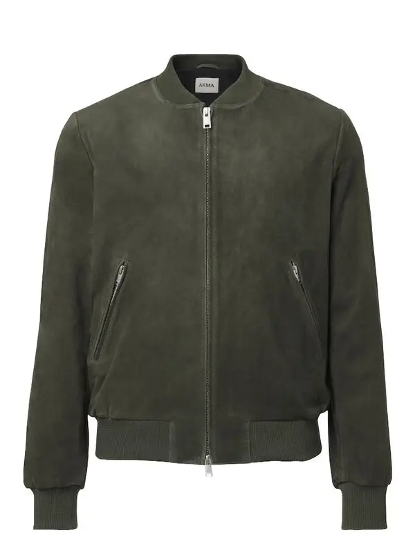 ARMA Didier Suede Bomber Jacket - Green
