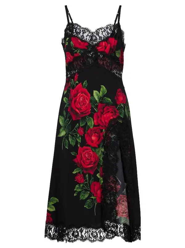 Dolce & Gabbana Charmeuse Silk And Cotton-blend Slip Dress - Multicoloured