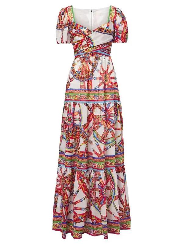 Dolce & Gabbana Carretto Print Cotton Maxi Dress - Multicoloured