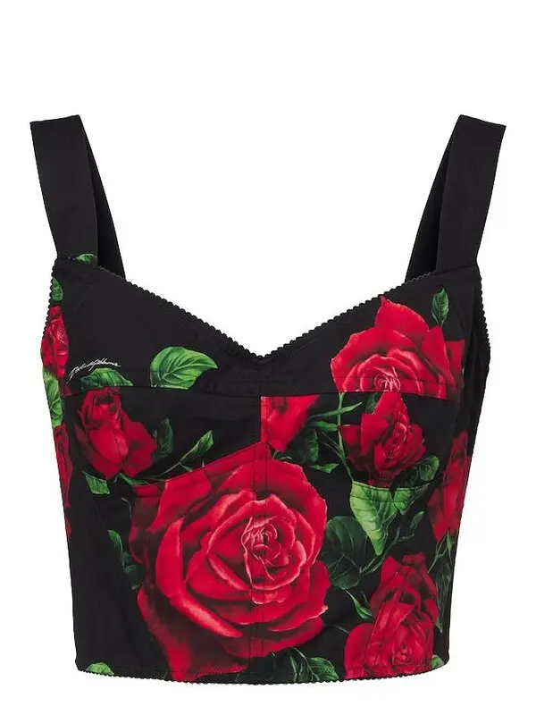 Dolce & Gabbana Floral Cotton-blend Bustier - Multicoloured