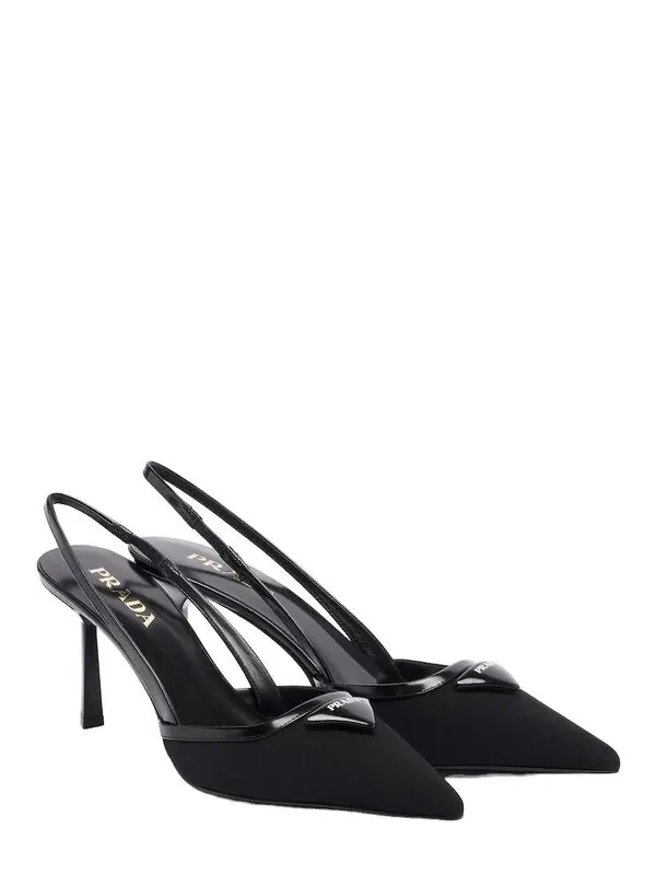 Prada Leather-trimmed Slingback Pumps - Black