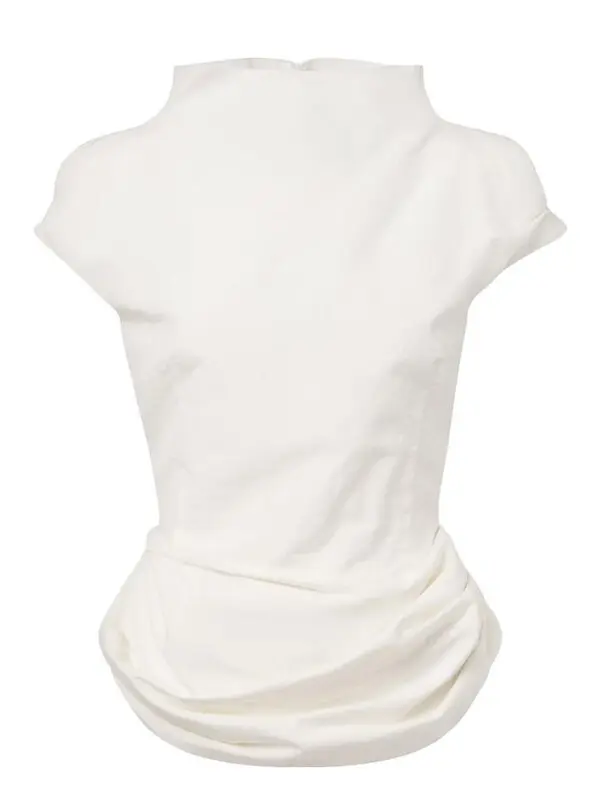 Magda Butrym Draped Cotton And Silk Top - White