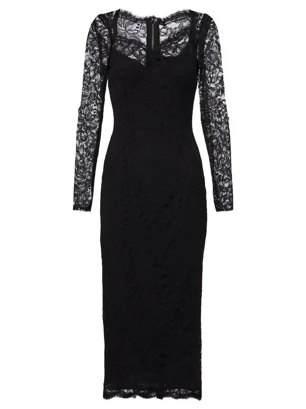 Dolce & Gabbana Lace Midi Dress - Black