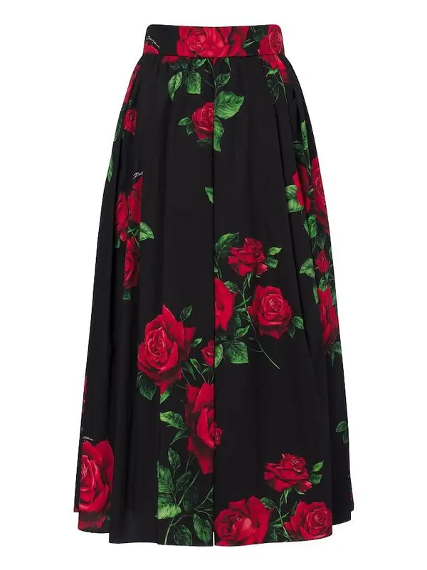 Dolce & Gabbana Floral Cotton Poplin Midi Skirt - Multicoloured