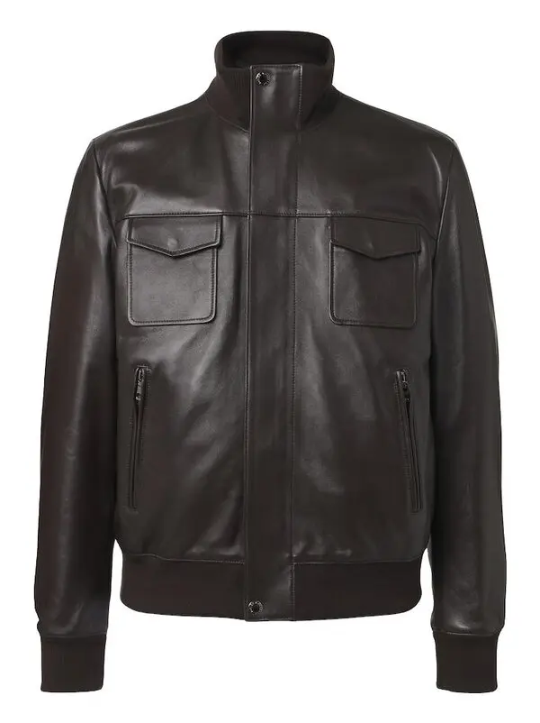 Dolce & Gabbana Leather Blouson Jacket - Brown