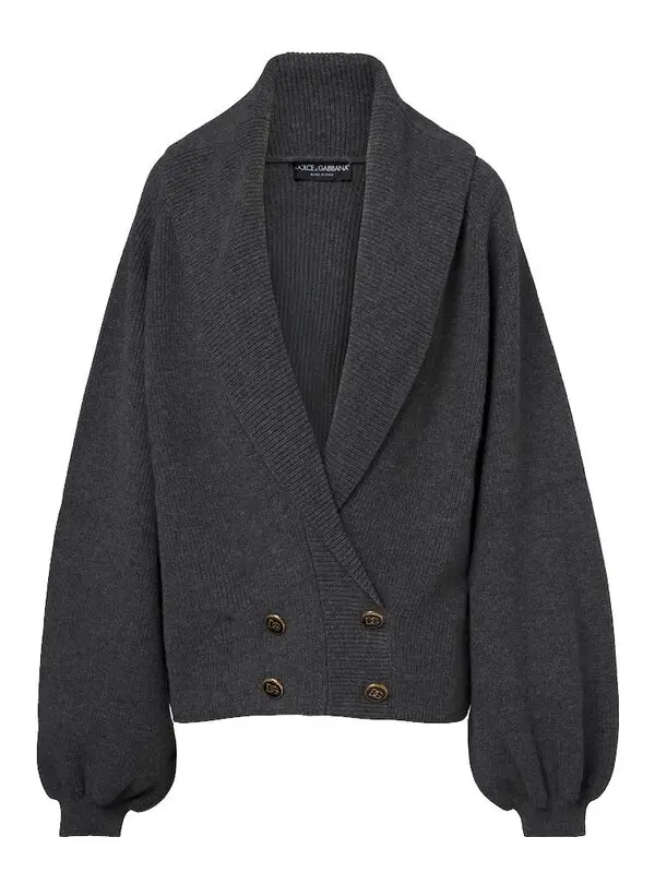 Dolce & Gabbana Embellished Virgin Wool Cardigan - Grey