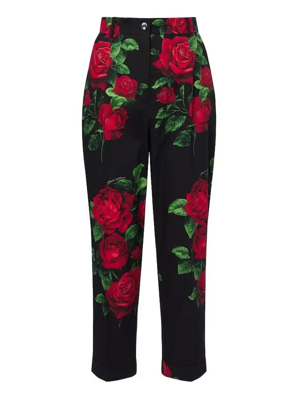 Dolce & Gabbana Floral Cropped Cotton Straight Pants - Multicoloured