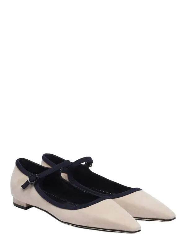Manolo Blahnik Suede Ballet Flats - Grey