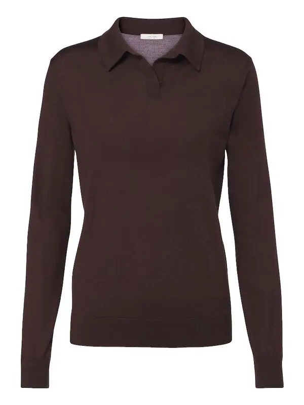 THE ROW Pauli Wool And Silk Polo Sweater - Brown