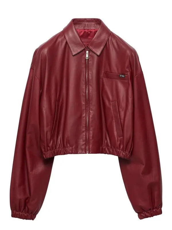 Prada Nappa Leather Jacket - Cherry