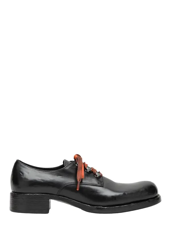 Prada Aged Calf Leather Lace-up Shoes - Black