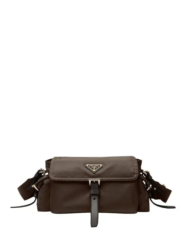 Prada Explore Medium Bag In Re-nylon In Burnt Color - Brown