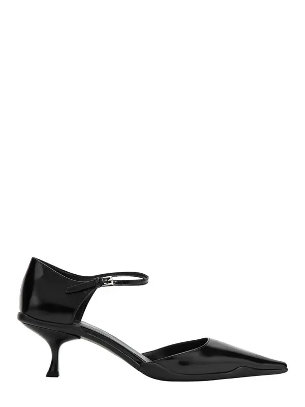 Prada Brushed Leather Side-open Pumps - Black