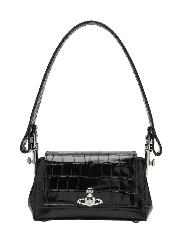 VIVIENNE WESTWOOD Hazel Bag In Croc-effect Patent Leather - Black