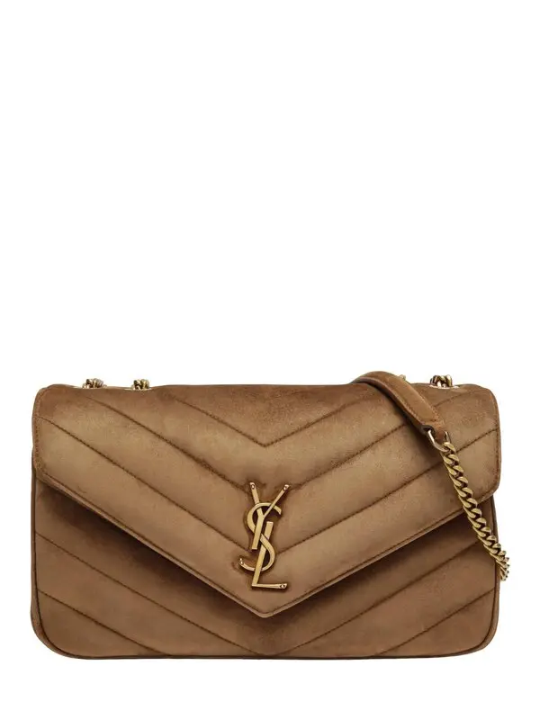 Saint Laurent Loulou Medium Caramel Suede Bag - Orange