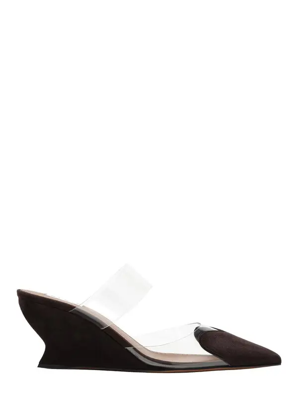 Alaïa Le Coeur 60 Leather Wedge Mules - Brown