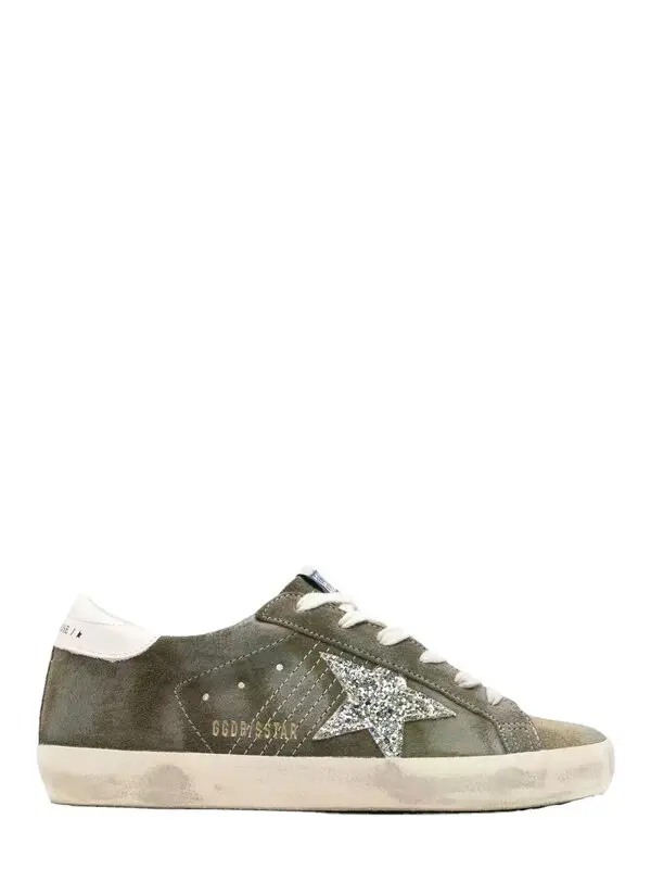 GOLDEN GOOSE Super-star Suede Glitter Detail Sneakers - Green