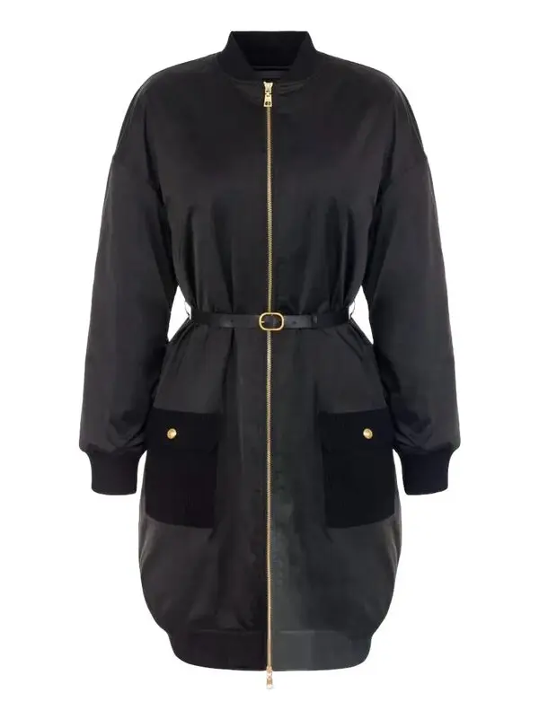 Elisabetta Franchi Down Jacket In Voile Fabric - Black