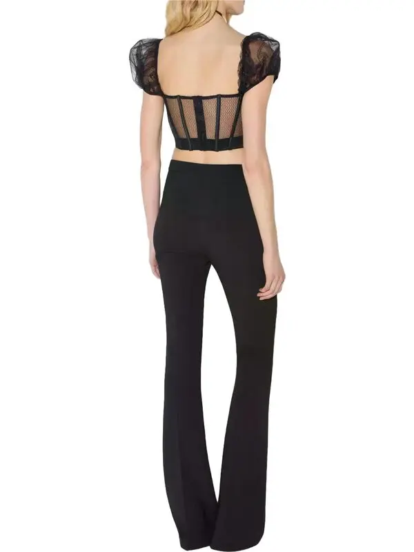 Elisabetta Franchi Stretch Crepe Boot-cut Trousers - Black