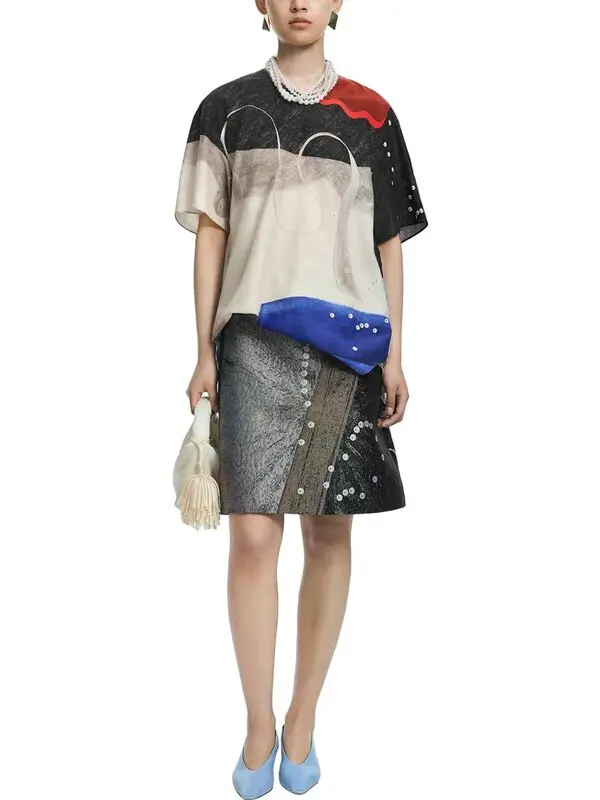 JNBY Abstract Print Short-sleeve Shirt - Neutrals