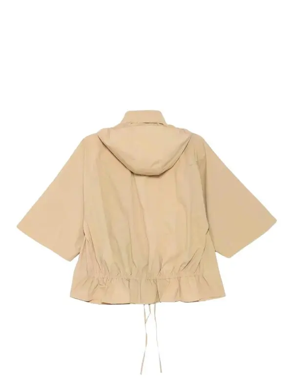LESS Raglan Sleeve Hooded Jacket With Drawstring Hem - Neutrals