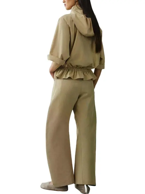 LESS Raglan Sleeve Hooded Jacket With Drawstring Hem - Neutrals
