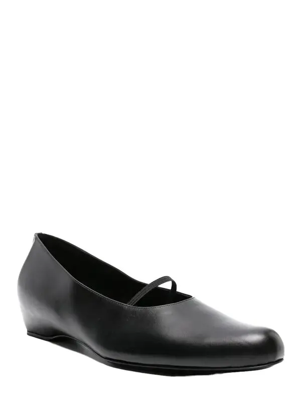 THE ROW Marion Leather Ballerina Shoes - Black