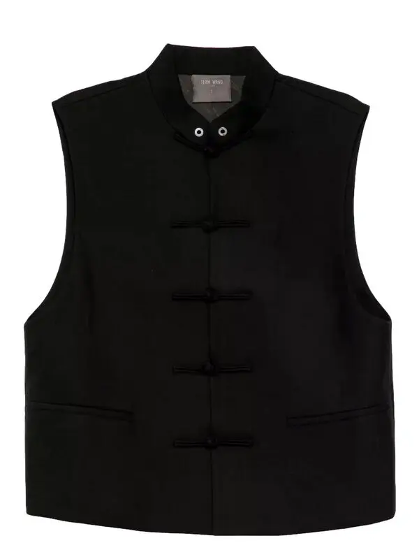 TEAM WANG DESIGN Sleeveless Jacket With Frog Fastening - Black