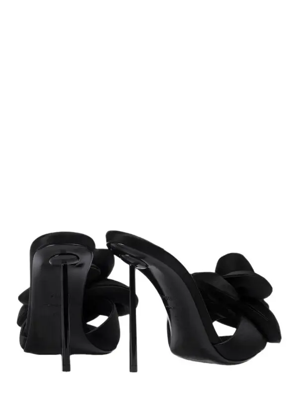 LE SILLA Rose Floral-appliqué Stiletto Sandals - Black