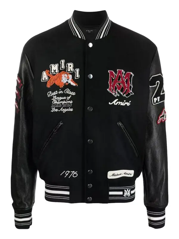 Amiri Varsity Jacket With Appliqué Detail - Black