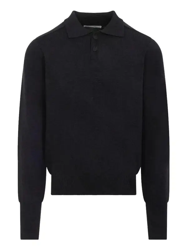 Studio Nicholson Sark Long-sleeve Knitted Polo Shirt - Grey