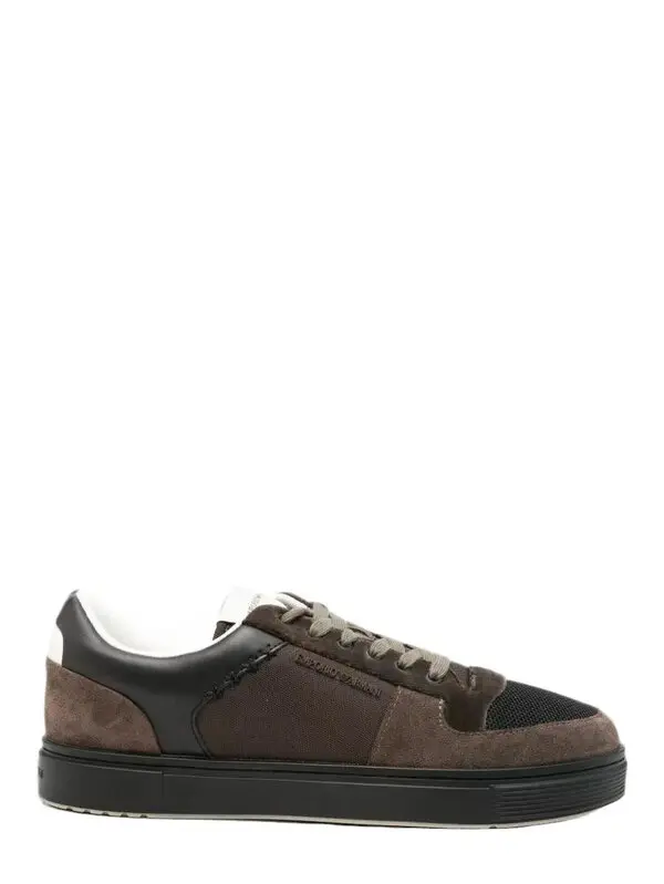 Emporio Armani Panelled Suede Sneakers - Brown