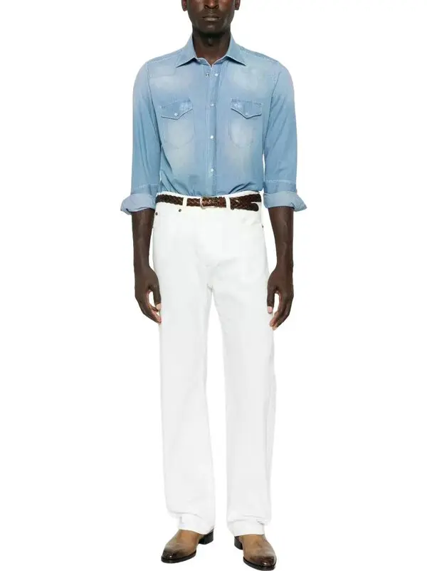 SARTORIO NAPOLI Western-yoke Faded Shirt - Blue