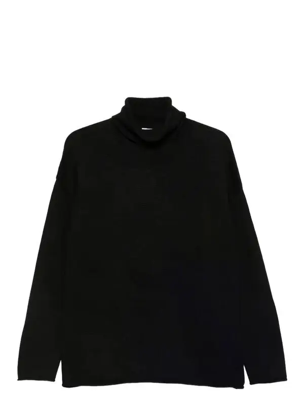 Alpha Studio Roll-neck Drop-shoulder Knit - Black