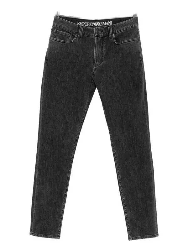 Emporio Armani Logo Plaque Straight-leg Jeans - Black